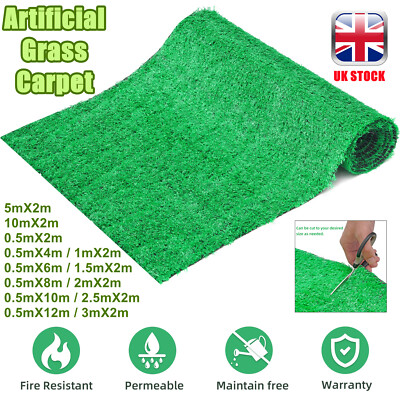2/4/8/12m Artificial Grass Carpet Green Synthetic Garden Turf Mat Lawn ...