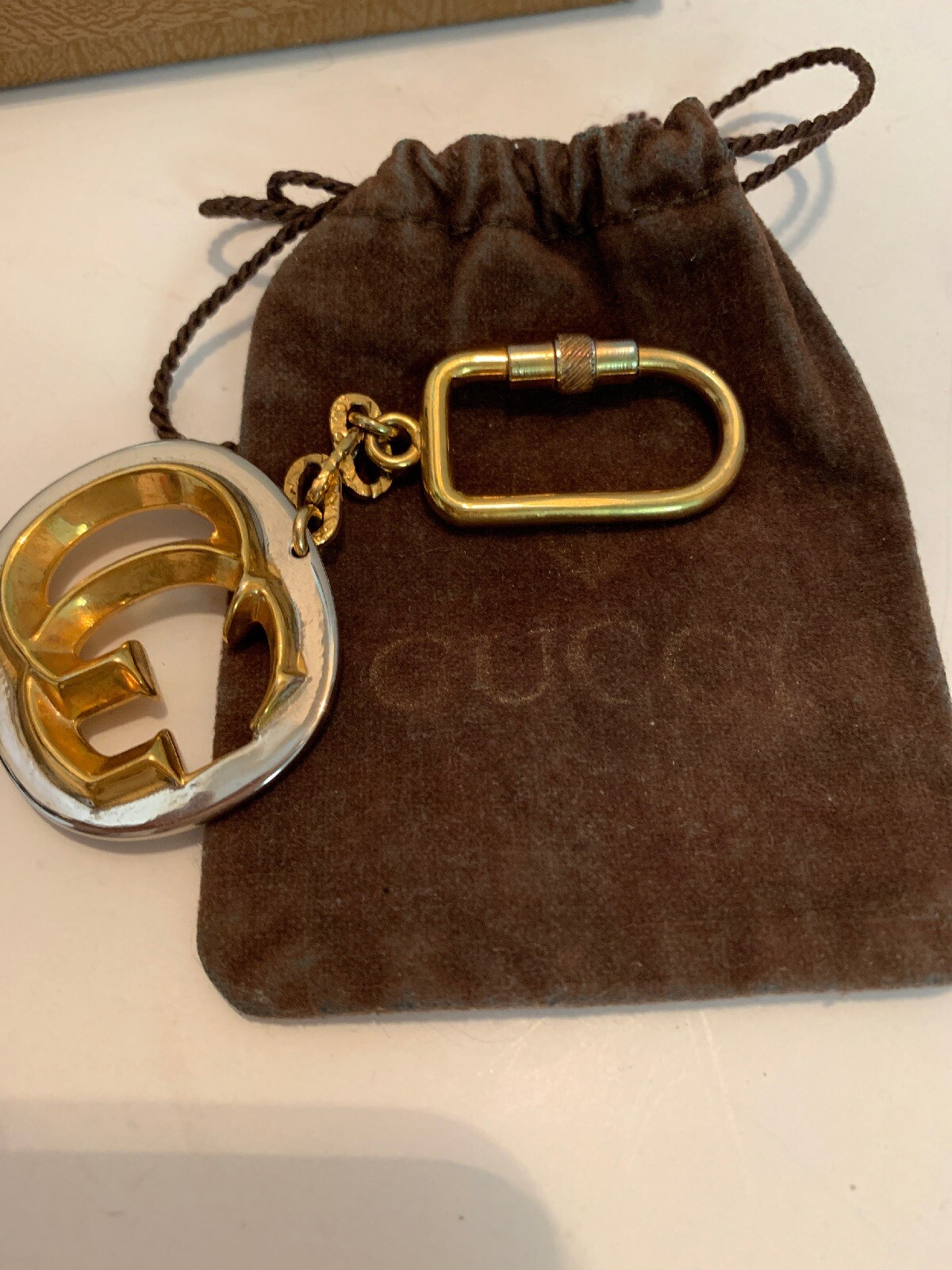 Vintage Gucci Gold Tone Screw Open Key Chain Fob Orig… - Gem