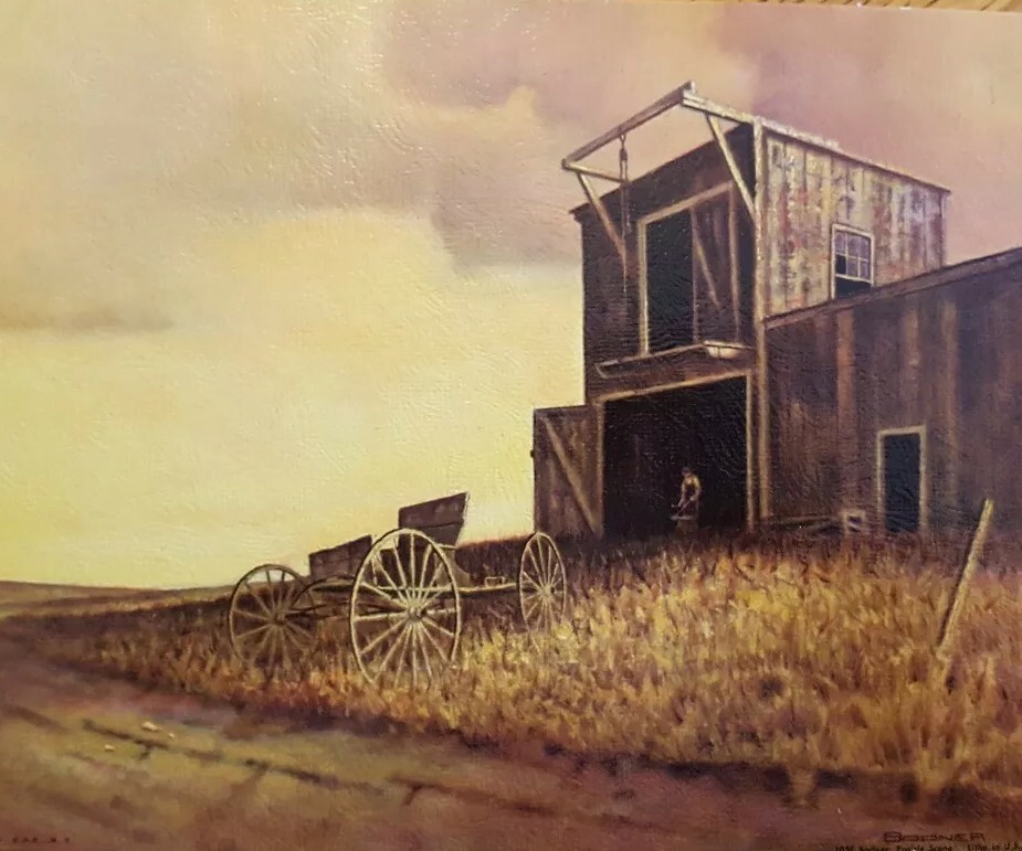 VINTAGE LITHOGRAPHIC PRINT 105E "Prairie Scene" By Joseph Bodner 8" X ...