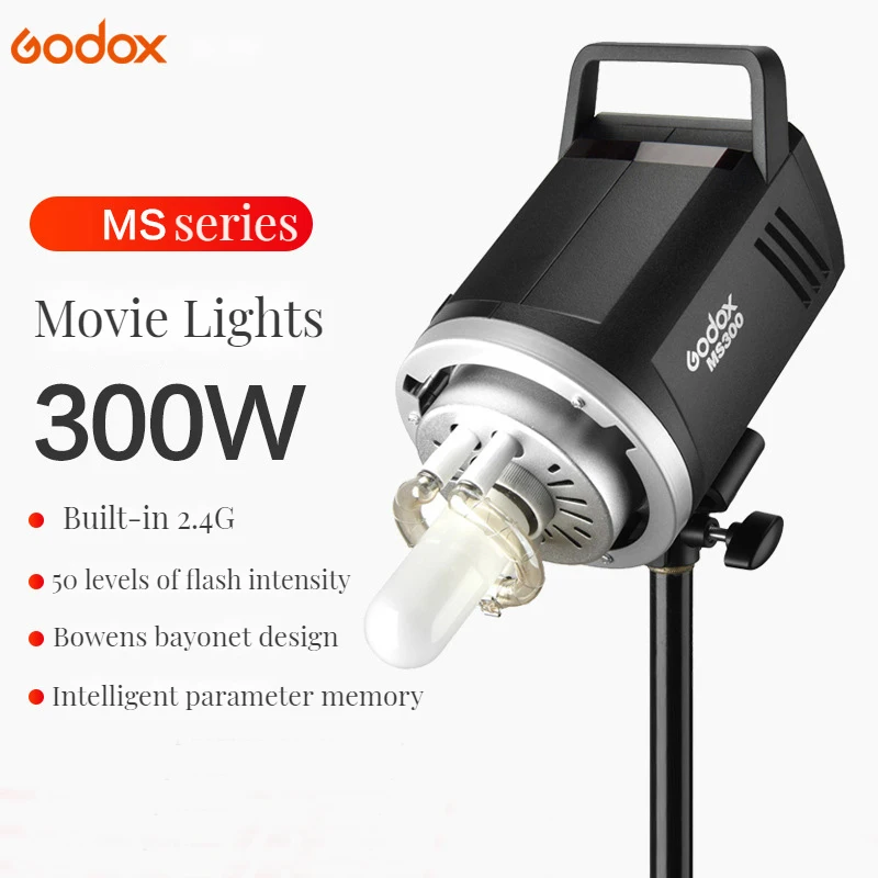 US Godox MS300 300WS 2.4G Studio Flash Compact Durable Bowens Mount ...
