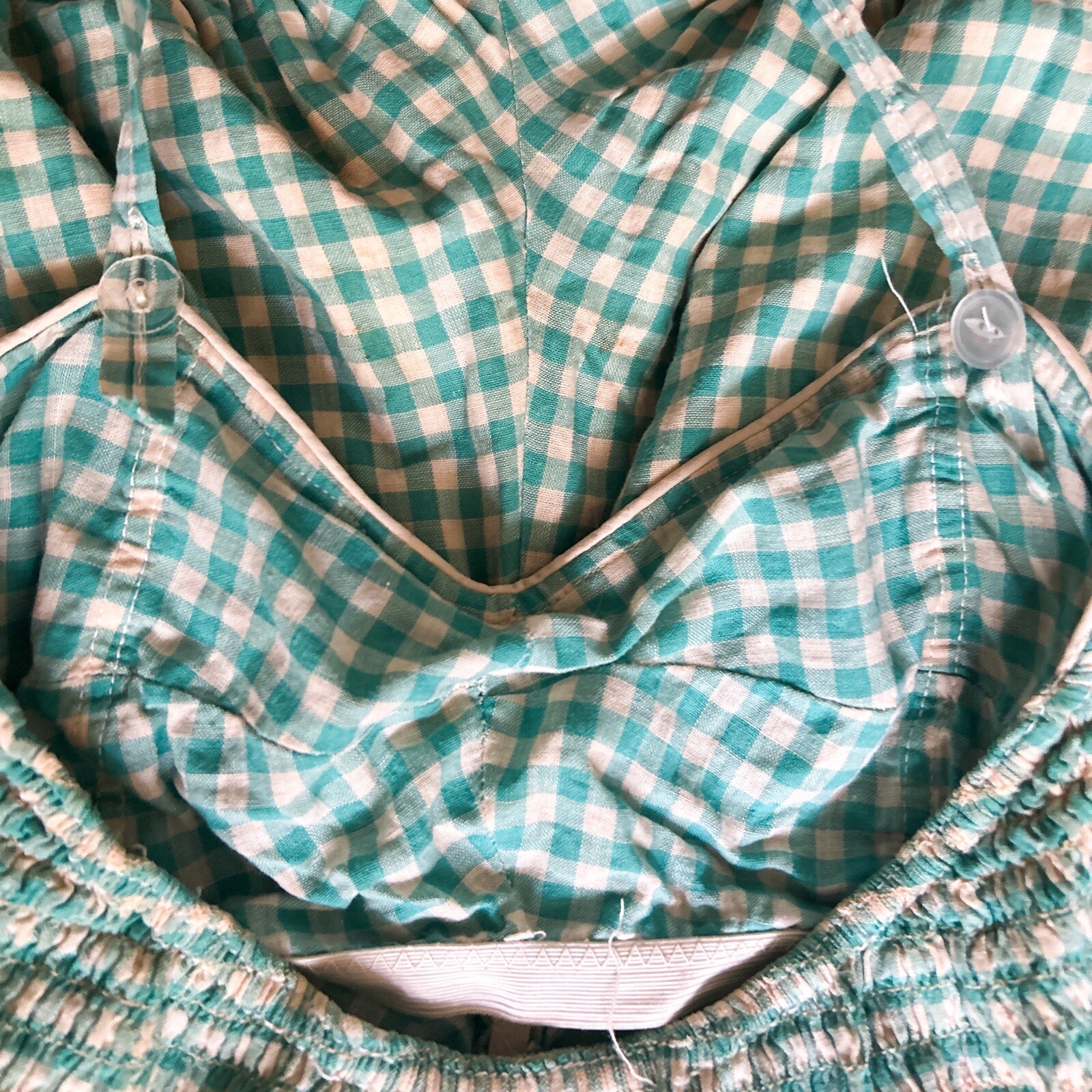 Vintage 1940s 50s Gingham Ruffled Swimsuit One Piece … - Gem