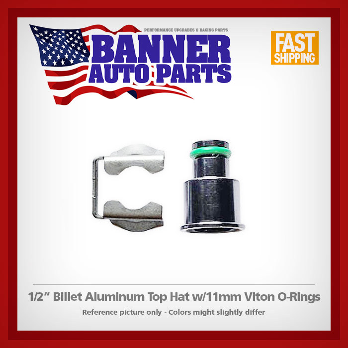 Fuel Injector Billet Aluminum 1/2" Top Hat Adapter w/ 11mm O-Ring ...