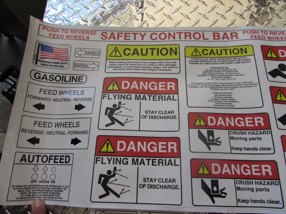 MORBARK WOOD CHIPPER SAFETY DECAL KIT FOR MULTIPLE CHIPPER MODELS | eBay