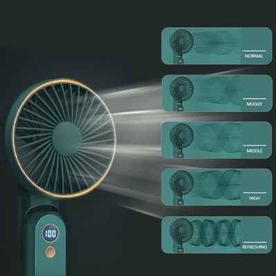 Stay Cool with 5 Speeds Handheld Fan Portable Foldable Digital Display ...
