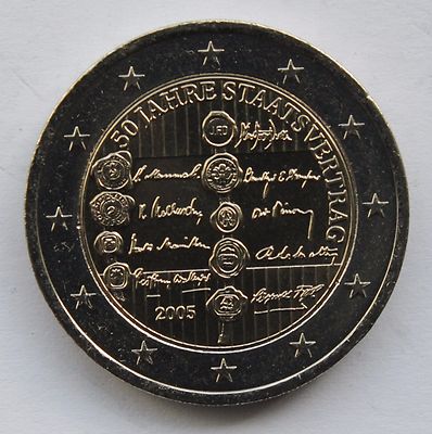 AUSTRIA - 2 € Euro commemorative coin 2005 Austrian State Treaty 50 | eBay