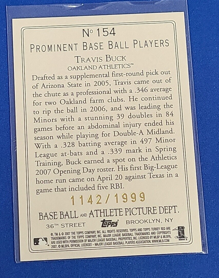 2007 Topps Turkey Red - Travis Buck #154 Chrome /1999 for sale online ...