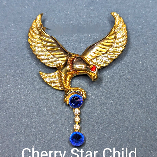 Vintage gold pl eagle rhinestone brooch pin with dangle drop | eBay ...
