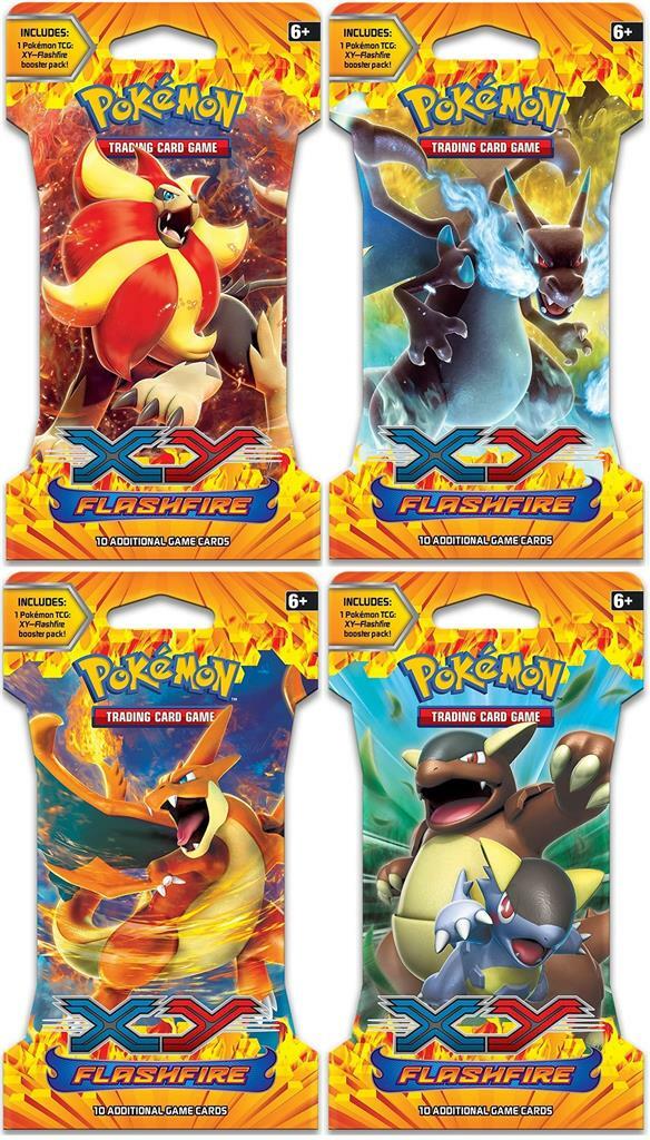4x Pokemon XY FLASHFIRE SLEEVED PACKS - COMPLETE ARTSET - FACTORY ...