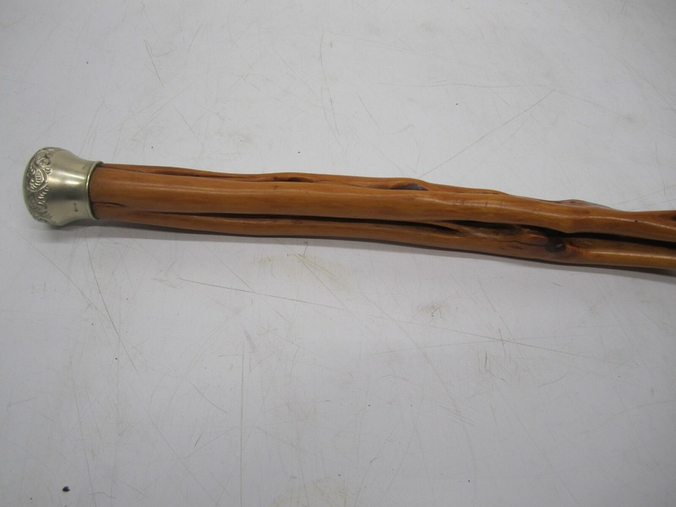 Antique 1890s Knobby Wood Cane Walking Stick Souvenir Engraved Silver ...