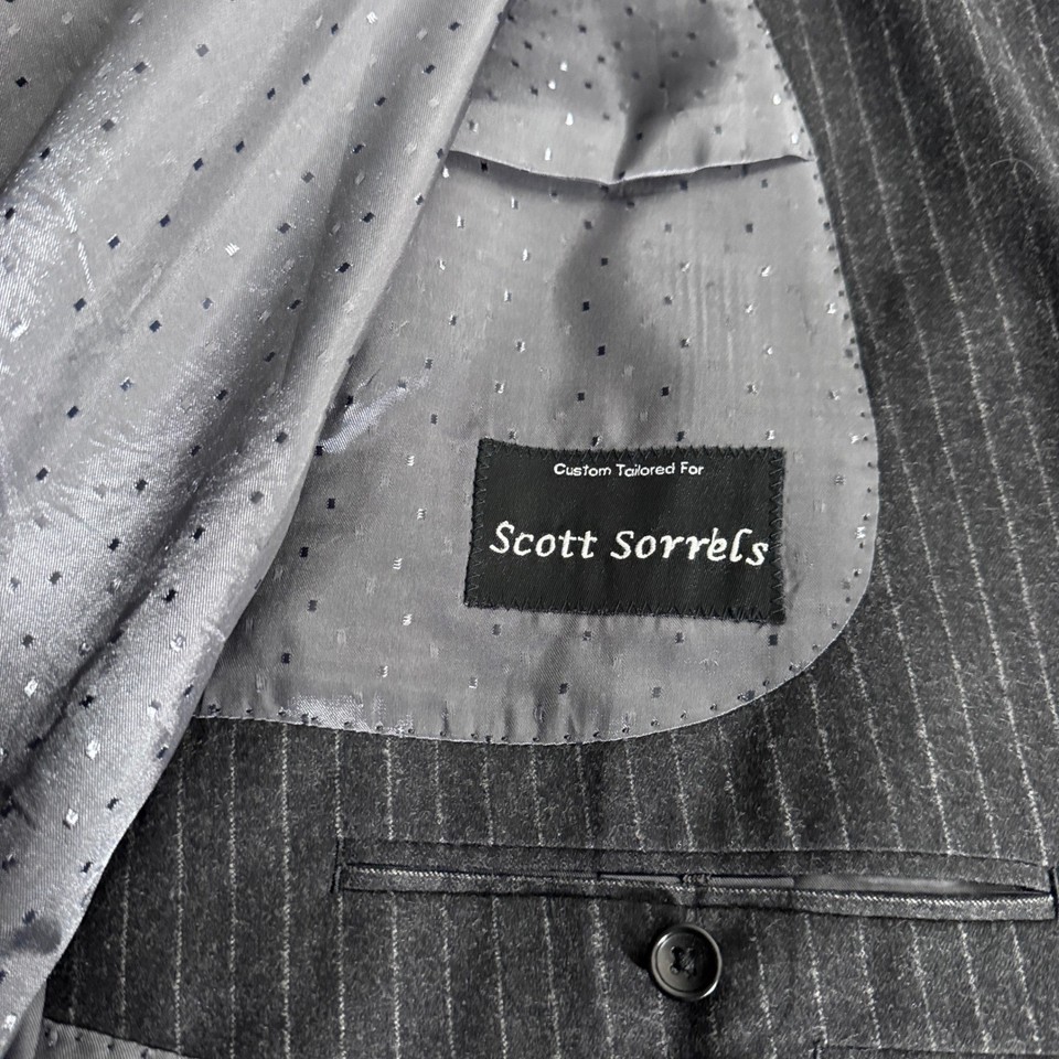 Quality Custom Tailored Charcoal Pinstripe Wool Suit 2pc 46R 40W | eBay