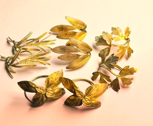 Michael Michaud SET of 8 ITALIAN HERB NAPKIN RINGS Parsley Sage Thyme ...