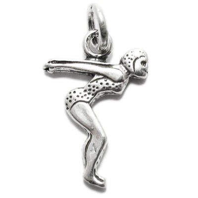 925 Sterling Silver Ready to Dive in Female Swimmer Charm | eBay