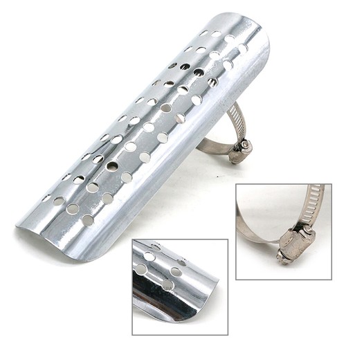 Motorcycle Universal Chrome Exhaust Muffler Pipe Heat Shield Cover Heel ...