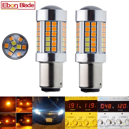 2 X 1157 BAY15D White/Amber Dual Color LED Bulb Switchback DRL Turn ...