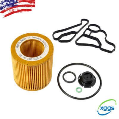 For BMW X1X3X5 N52 N54 N56 N26 Engine Oil Filter+Housing Gasket+Cooler ...