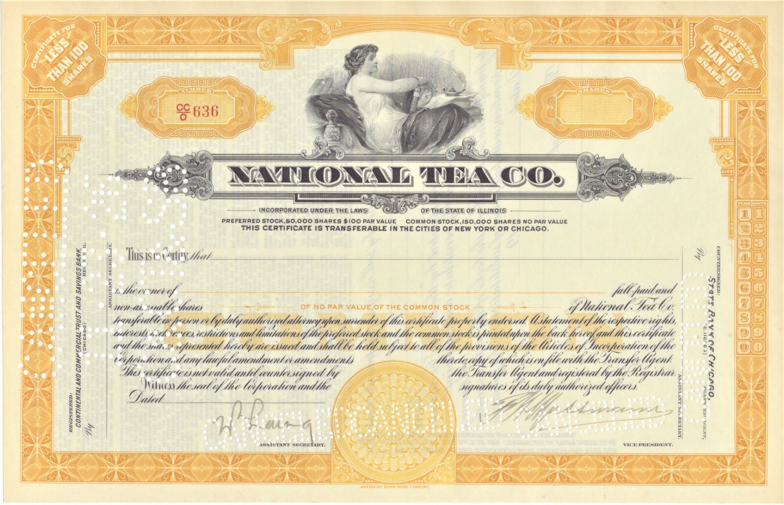 Stock Certificate National Tea Co. Cancelled | eBay