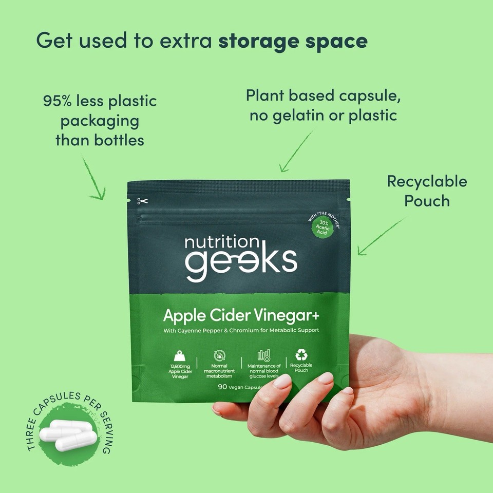 Nutrition Geeks Apple Cider Vinegar+ - 90 Capsules - Brand New - BEST ...