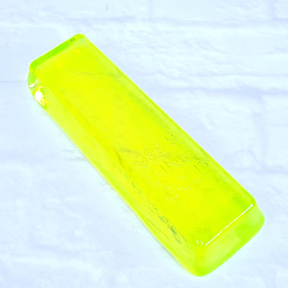 Uranium Glass Ingot "Gold 999.9" Vaseline Yellow Glass Figurine Art ...