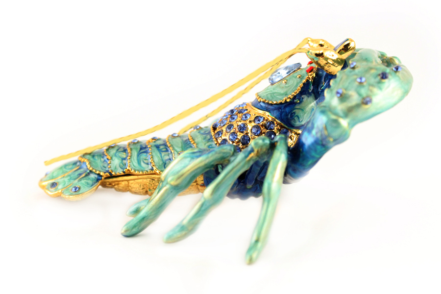 Blue Lobster Jewelry Trinket Box Decorative Collectible Sea Ocean Gift ...