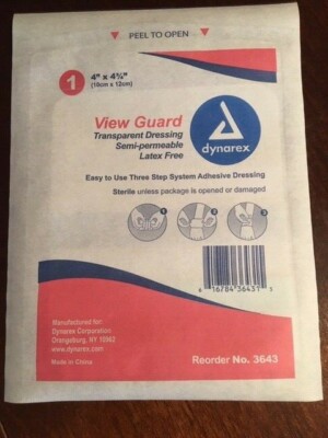 5 DYNAREX VIEW GUARD TRANSPARENT STERILE DRESSINGS 4x4 3/4 BRAND NEW ...