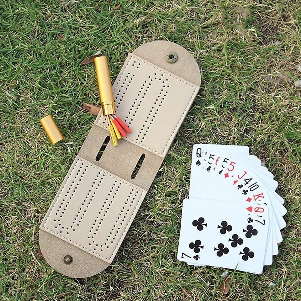 Pocket Travel Cribbage Board Leather Game Scoring Boards Cribbage Game ...