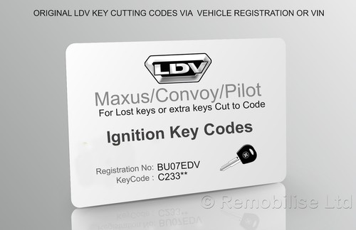 LDV Ignition Keycodes Card - Maxus/Convoy/Pilot ignition keys cutting ...