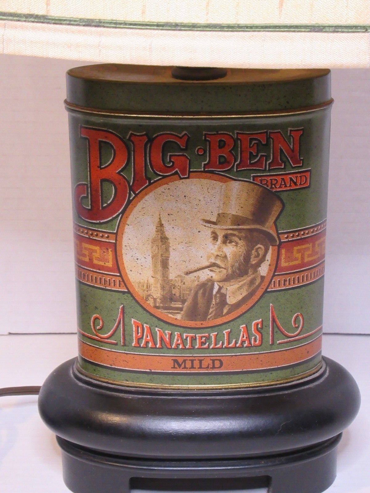 Vintage Big Ben Brand 50 Panatellas Tobacco Tin Table Lamp 18" RARE ...