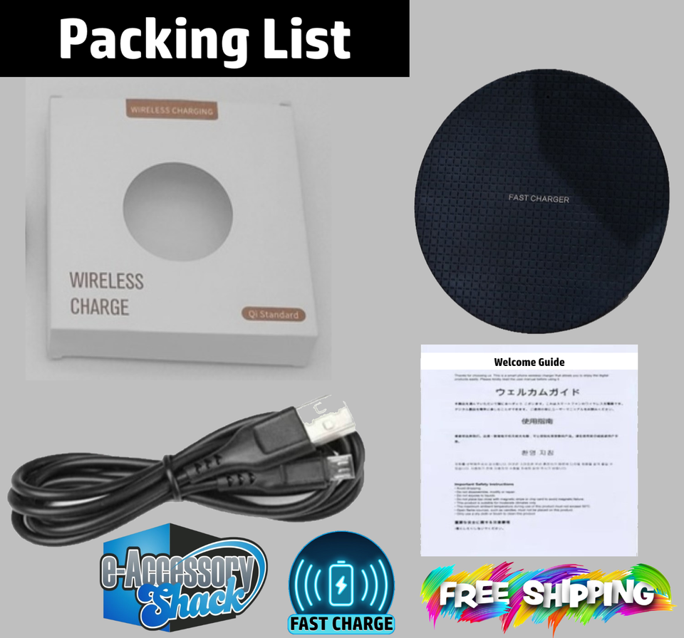 Wireless Fast Charger Charging Pad Dock for Samsung iPhone Android Cell ...