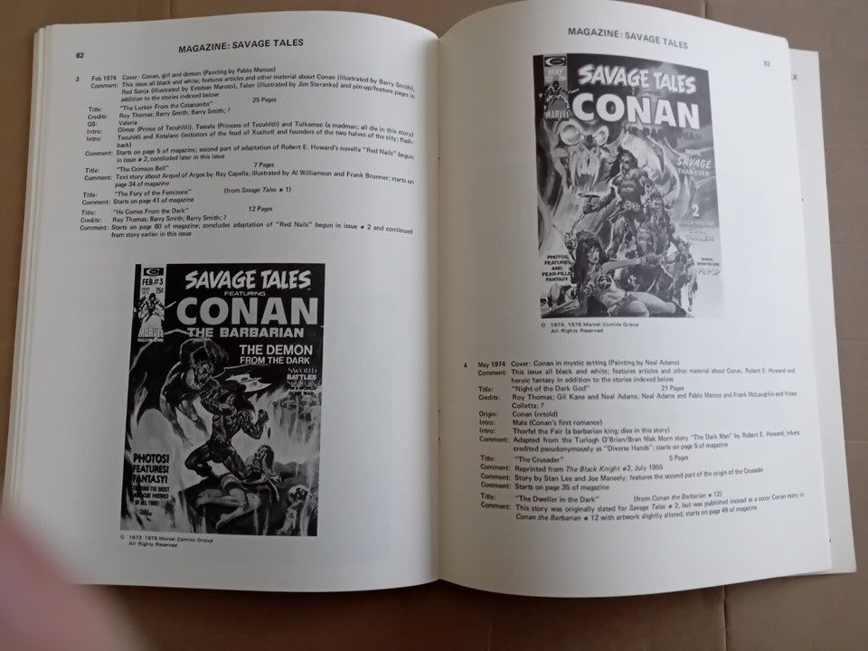 Conan And The Barbarians : Marvel Comics Index Vol 1. #2. Kull,Kazar ...