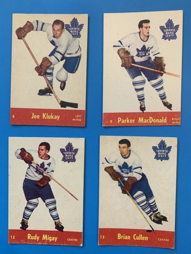 55/56 Parkhurst Lot of 4 Maple Leafs #6 Klukay/#9 MacDonald/#12 Migay ...