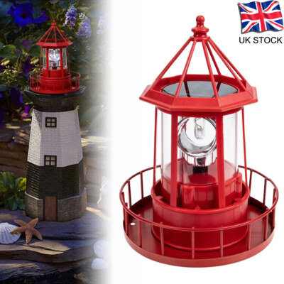 Solar Lighthouse Lamp Rotating Light Decorative for Courtyard Pond ...