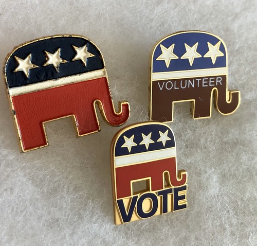 Vtg RNC Republican Elephant Pins Charm Patriotic Politics Lot Of 5 Vote ...