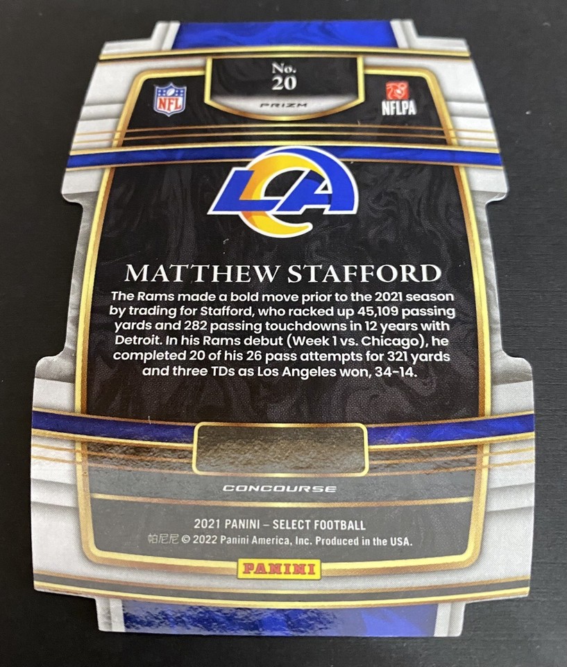 RARE - MATTHEW STAFFORD - SILVER PRIZM DIE CUT 2021 SELECT CONCOURSE | eBay