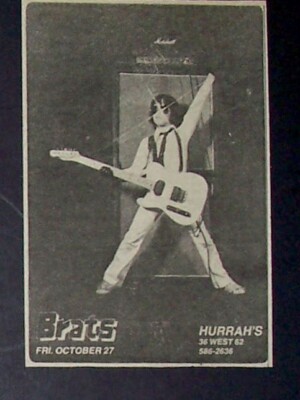 The Brats NYC Band Hurrah's NYC 1978 Mini Poster Type Concert Ad | eBay