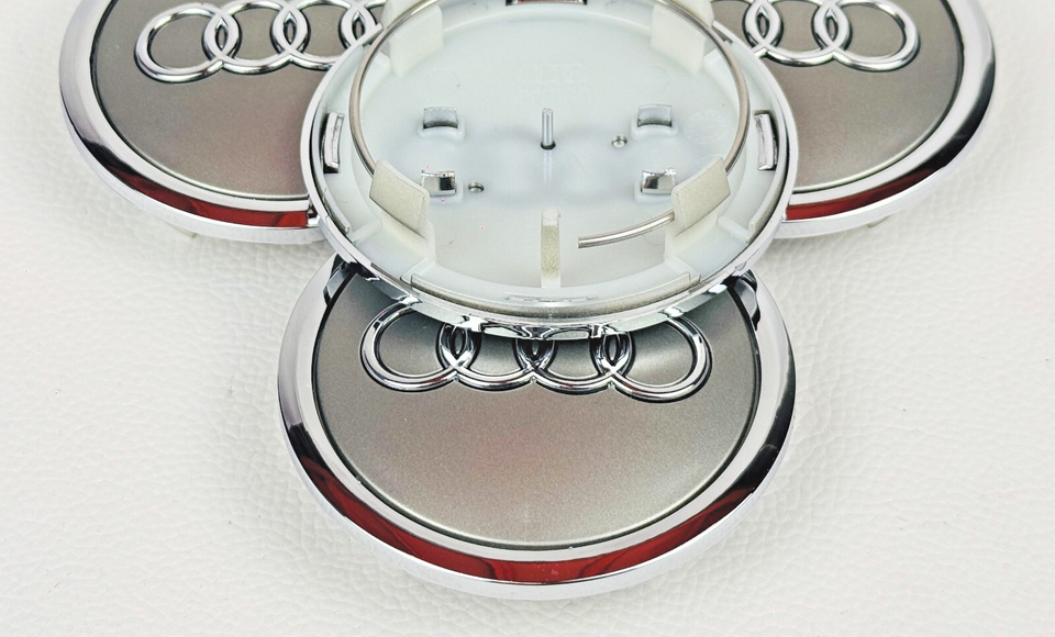 Set(4pcs) Audi 69MM Gray Chrome Wheel Rim Center Hub Caps Replacement ...