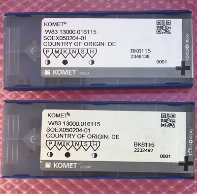 10pc KOMET W83 13000.016115 SOEX 05 02 04 Carbide Inserts BK6115🎯 ...