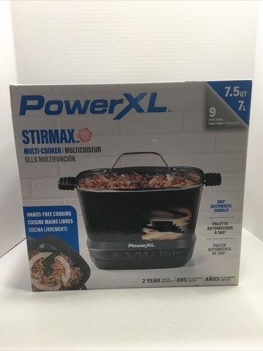 Power XL StirMax 7.5 Qt Multi-Cooker with Auto Stir/Shred Paddle w/ 9 ...