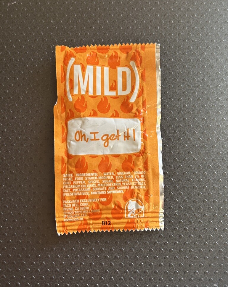*ULTRA RARE!!* Factory Sealed EMPTY DEFECTIVE Taco Bell Mild Sauce ...