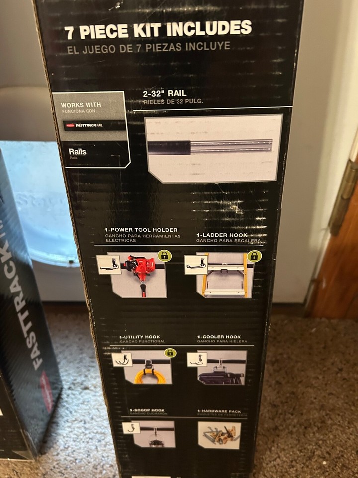 2 Brand New in Box Rubbermaid Fasttrack 7-Piece, Rail Track System Kit ...