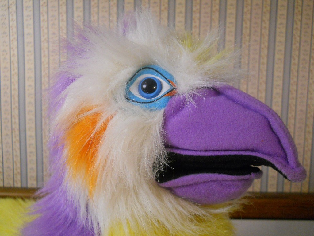 Cockatiel Bird plush full body hand puppet w squeaker in beak purple ...