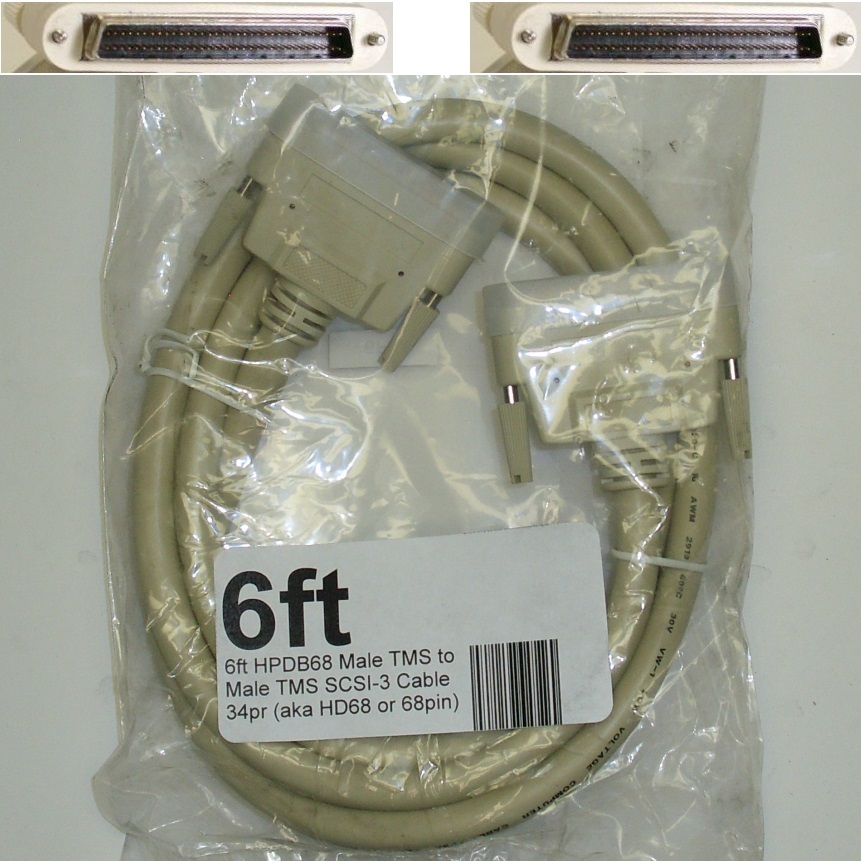 Lot3,3pk 6ft long HPDB68-pin SCSI3 Male~M External MM Cable/Cord HD/MD ...
