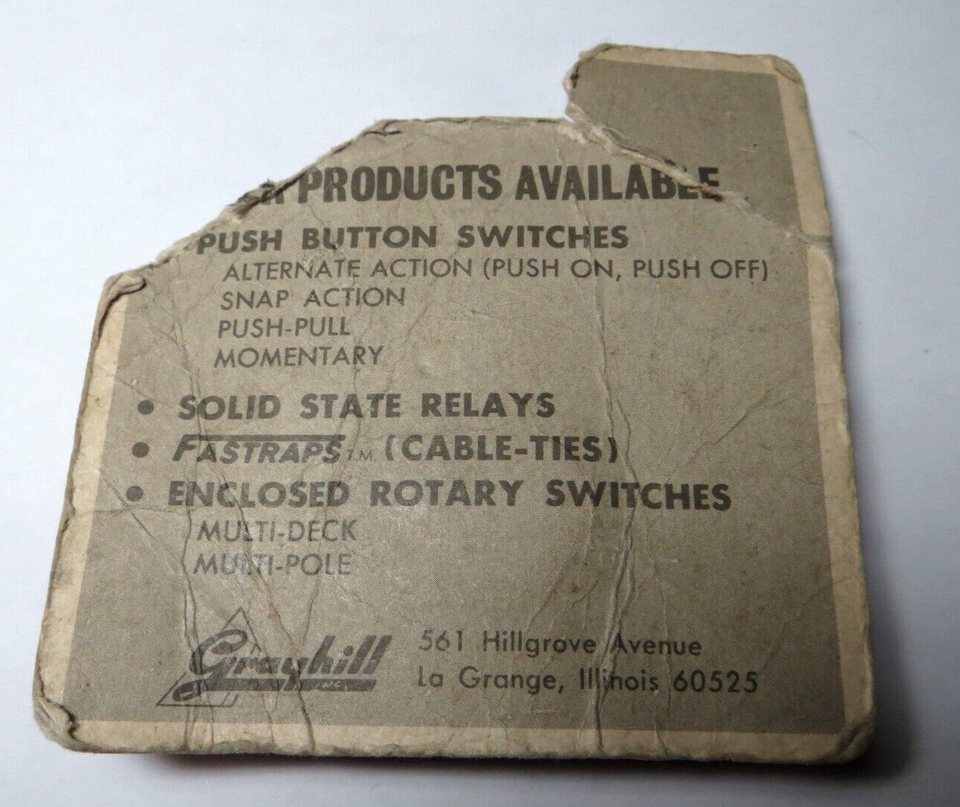 Vintage Grayhill SPST Momentary Push Button Switch, Normally Closed (N ...