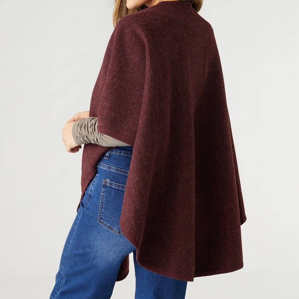 Rae Pull Through Wrap Shawl Ruana Burgundy | eBay