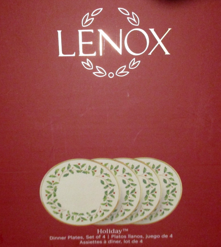 Lenox Christmas Set of 4 HOLIDAY Holly & Berry 10.5" Dinner Plates $220 ...