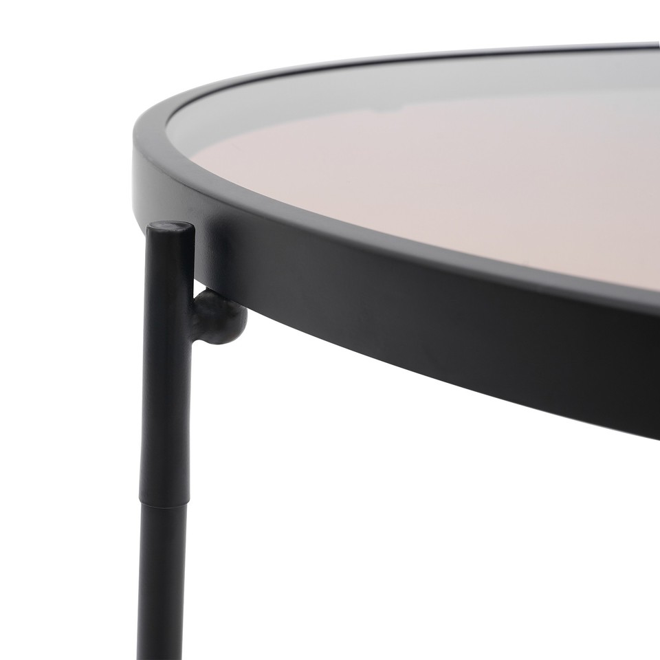 2-tier Modern Side Table Tempered Glass Side Table Round Coffee Table ...