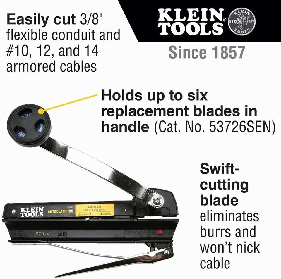 Klein Tools 53725 BX Cable Cutter and Armored Cable Cutter, Cut ...