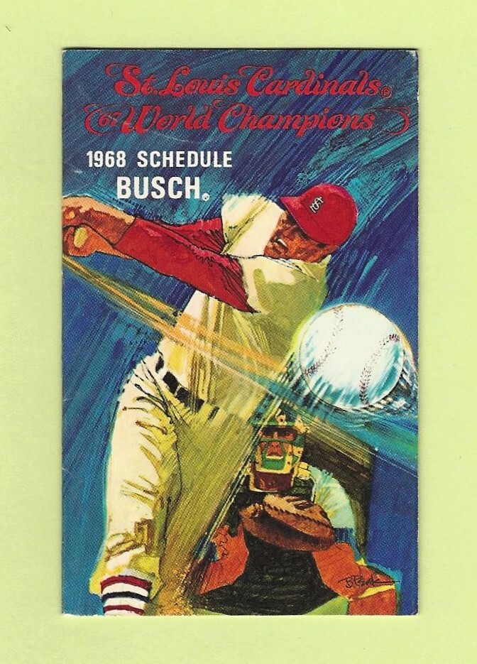 SUPERB 1968 St. Louis Cardinals World Champions Pocket Schedule Brock ...