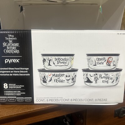 PYREX DISNEY NIGHTMARE BEFORE CHRISTMAS Limited Ed. 8 pc set 4 bowls 4 ...