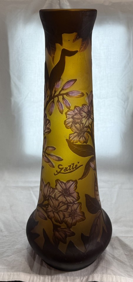 VINTAGE 14 inch tip galle reproduction of Galle's cameo art glass | eBay