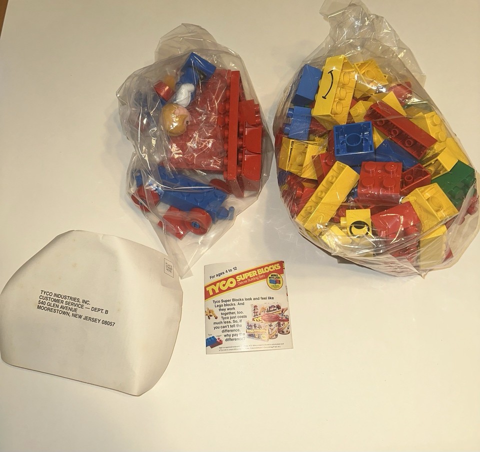 Vintage TYCO Pre-School Super Blocks Bucket with Tyco Parts Pre-owned ...